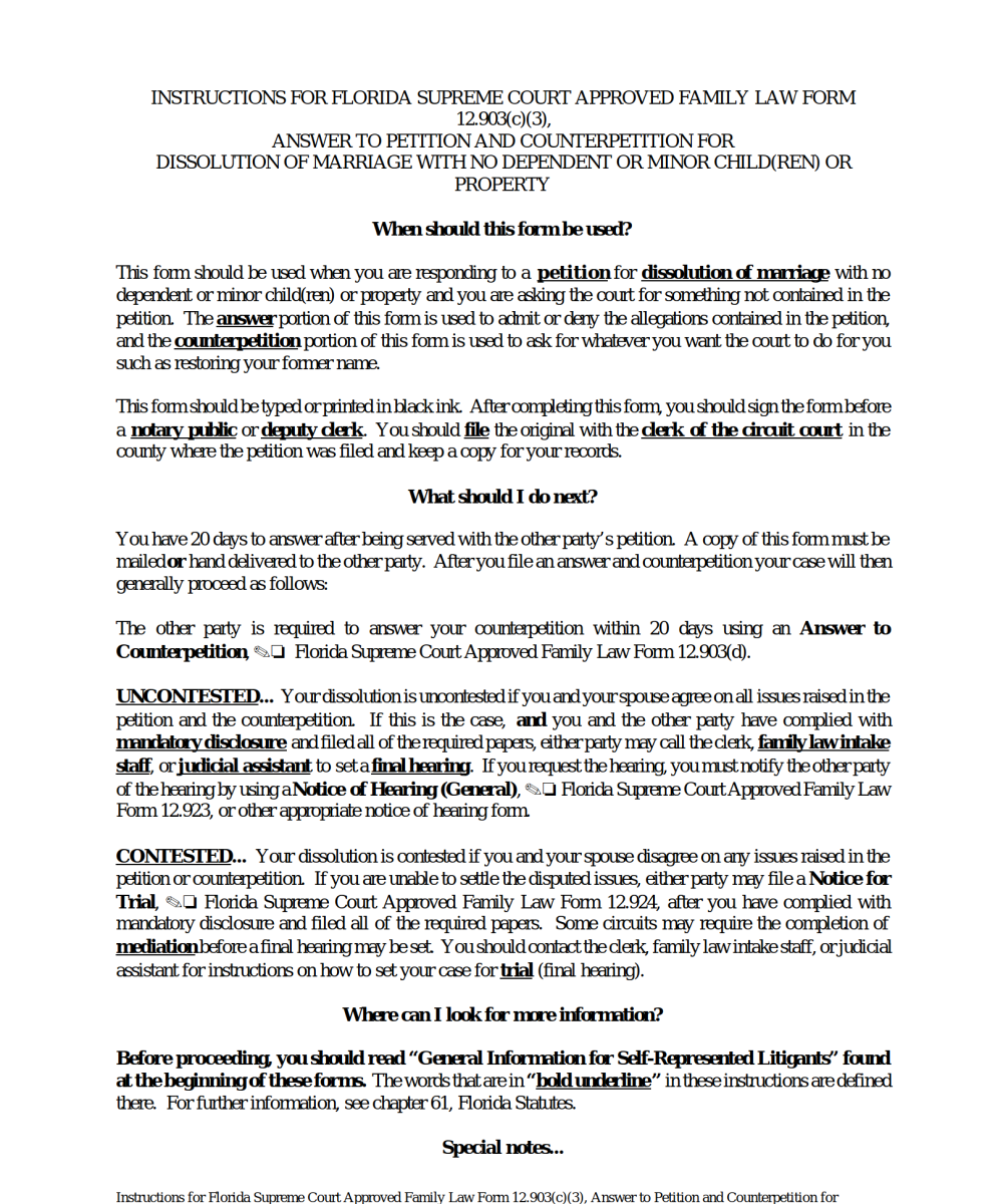 Free Florida Divorce Legal Forms | Document Preparation Help